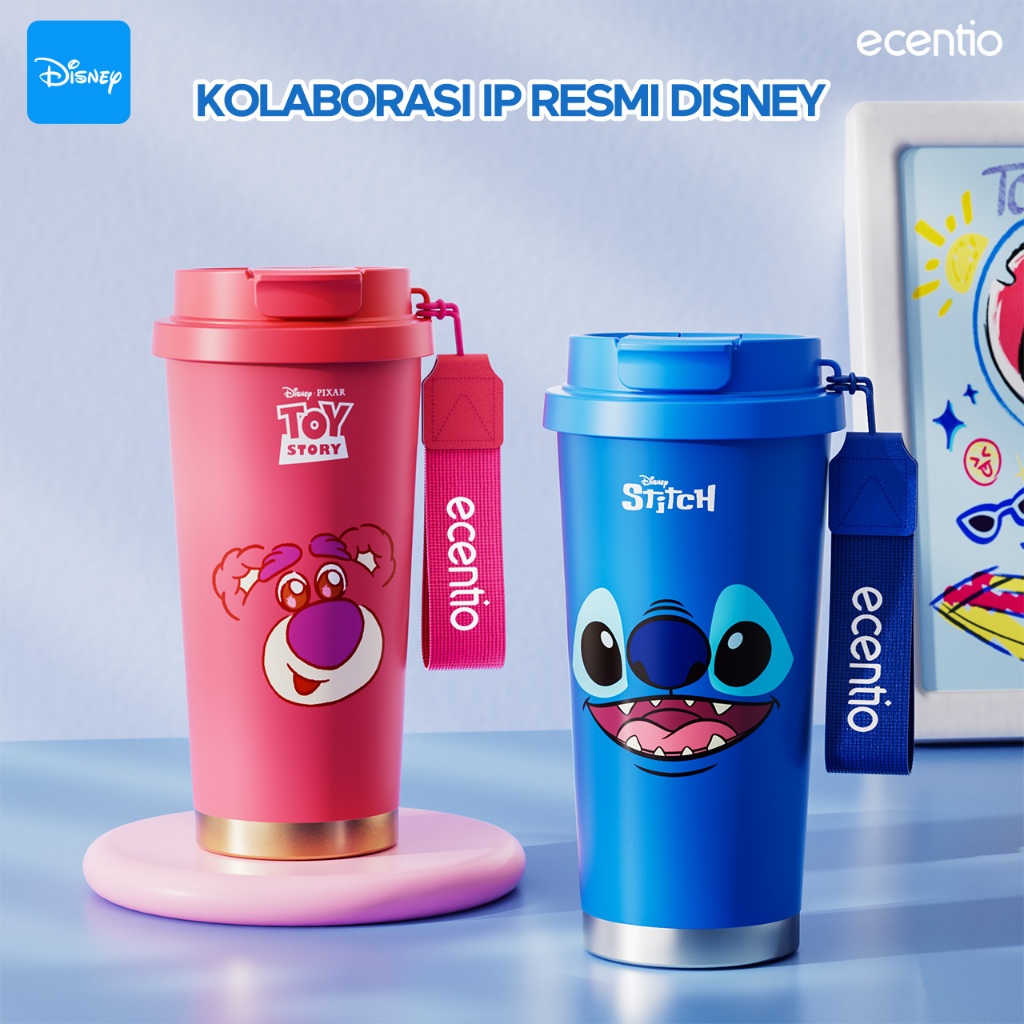Jual 【Disney】ecentio x Lotso & Stitch Sederhana Fashion Tumbler Premium ...