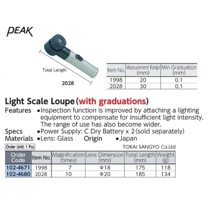 Jual Light Scale Loupe Magnifier 10x Magnifying Glass PEAK 2028 ...