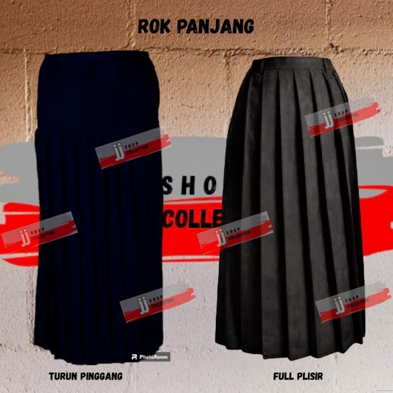Jual Seragam sekolah rok panjang hitam SD SMP SMA rempel lipit turun pinggang dan full plisir ...