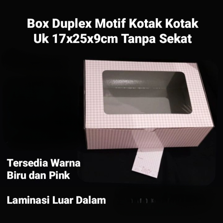 Jual Box Duplex Pink Motif Kotak Kotak Tanpa Sekat Dus Laminasi Luar ...