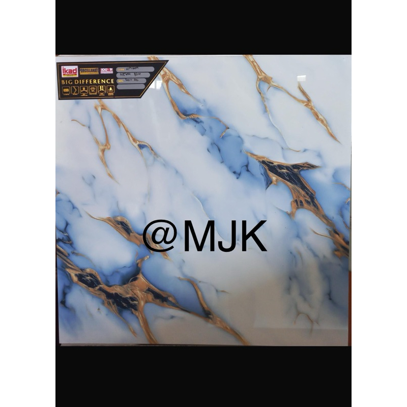 Jual Granit 60x60 Kilap IKAD Helios Blue Motif Putih Corak Emas Biru ...