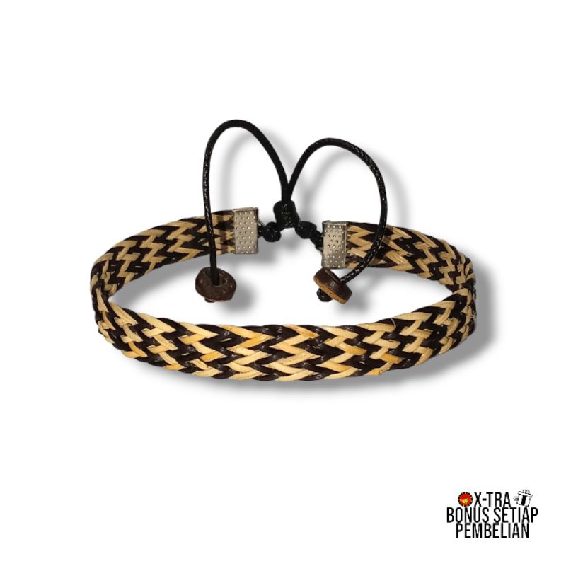 Jual Gelang Simpai Anyaman 13 Hitam Putih single Tali Resam/Rotan Asli ...
