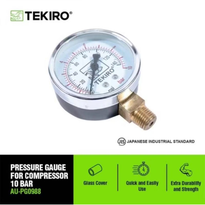 Jual TEKIRO MANOMETER pressure gauge for compressor 2,5/4/6/10/16/25 ...