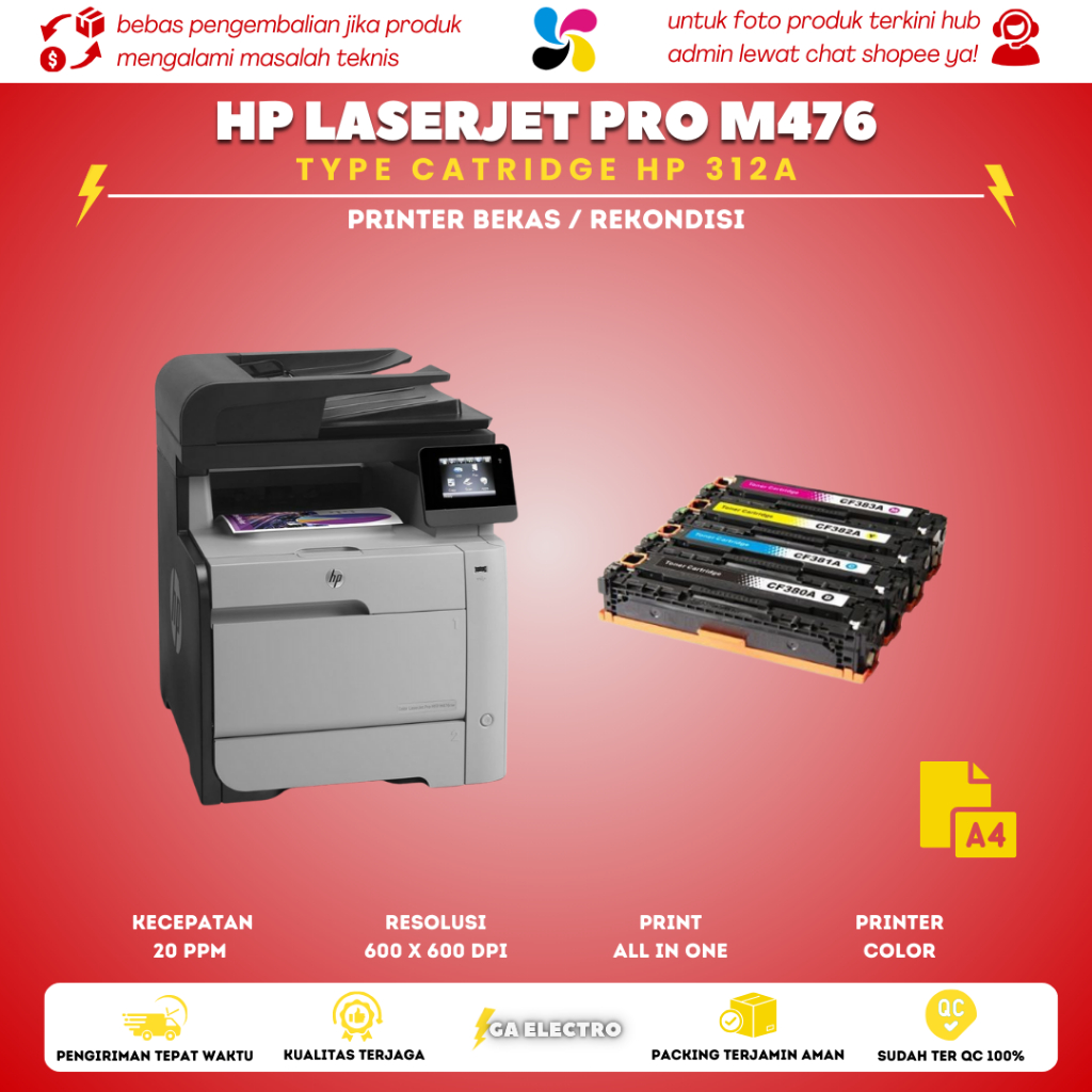 Jual HP LaserJet Pro M476 printer all in one color | Shopee Indonesia