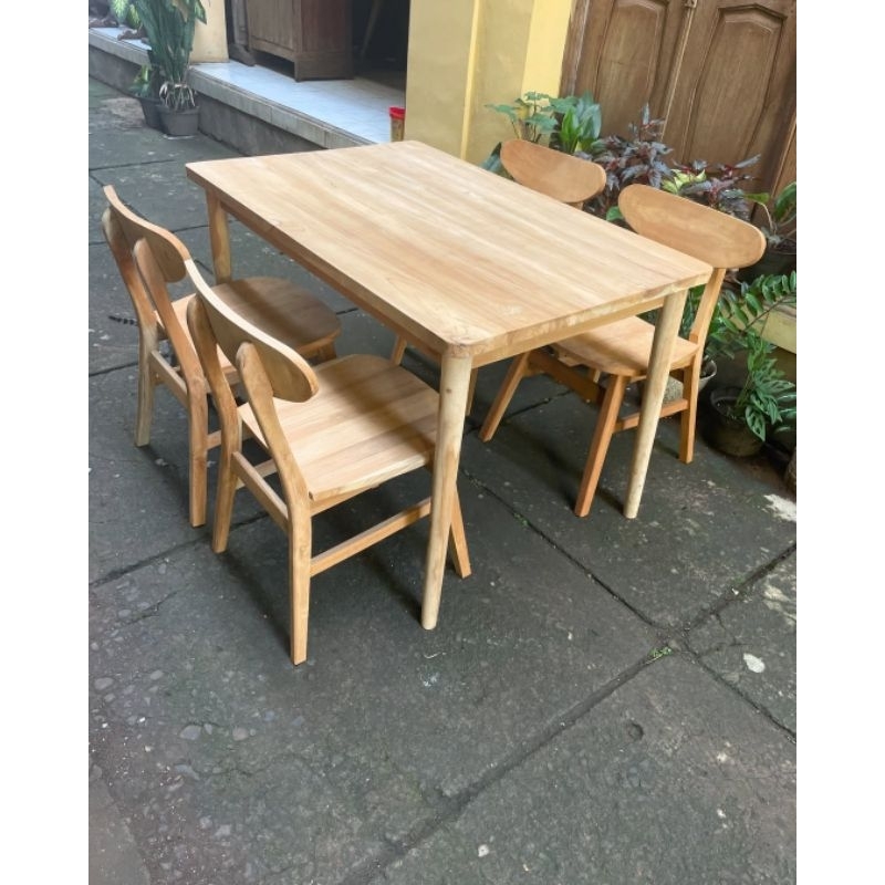 Jual Meja makan minimalis ropan 4 kursi kayu jati kursi makan murah indradewa furniture | Shopee ...