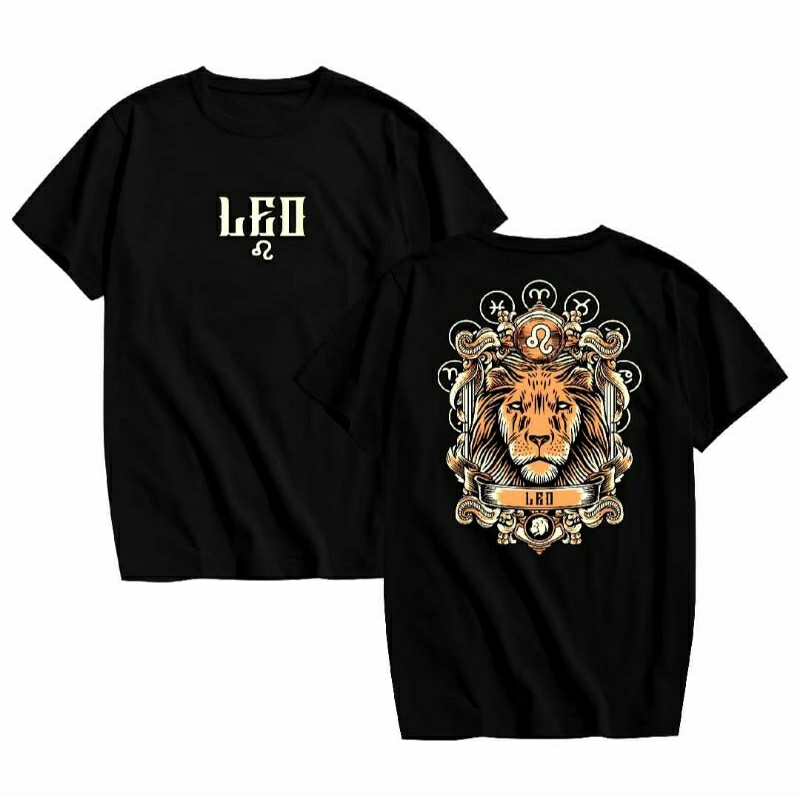 Jual KAOS LEO RAMALAN BINTANG LOGO SINGA DEPAN BELAKANG | Shopee Indonesia