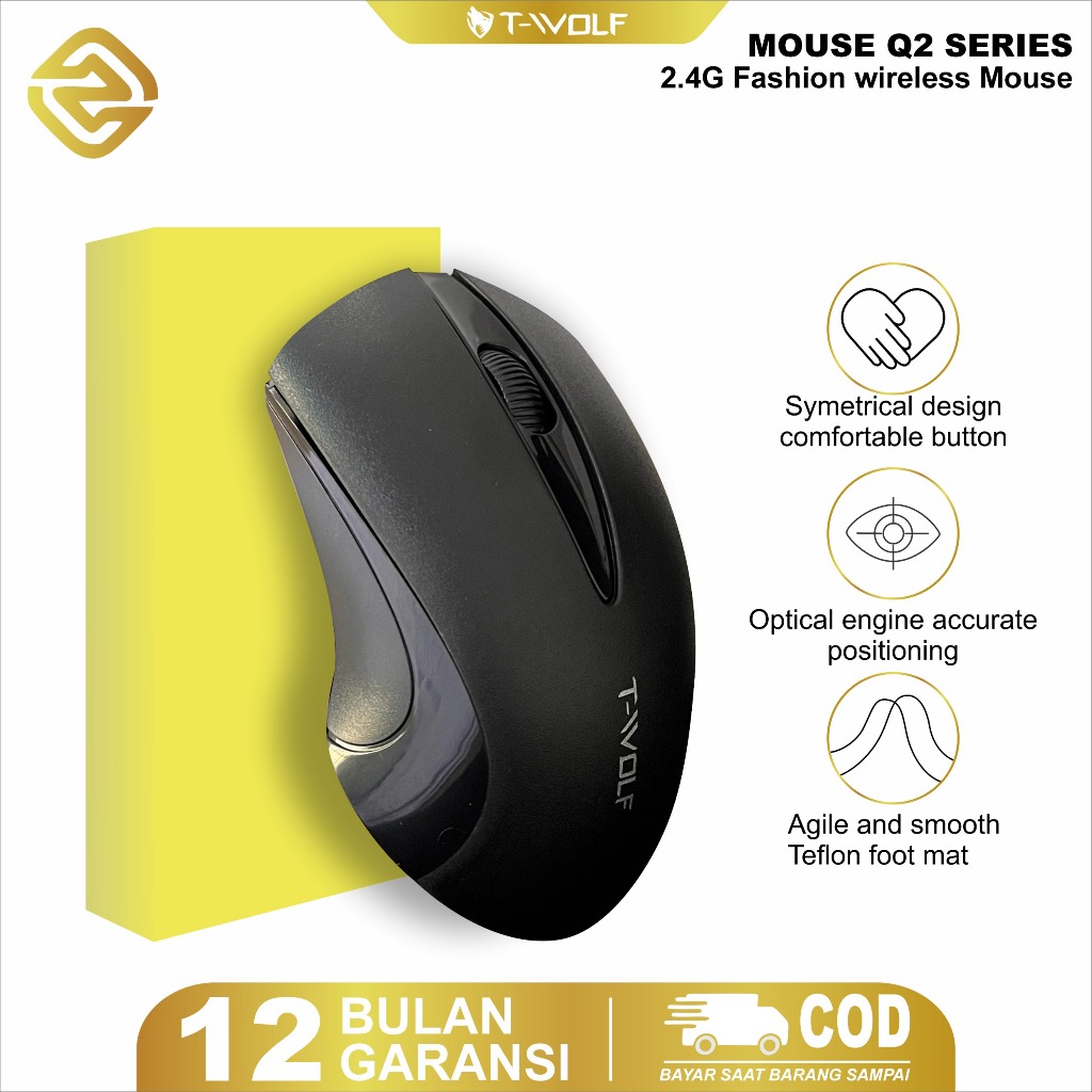 Jual Zph Mouse Wireless USB T-WOLF Q1/Q2 – 2.4GHz, 1600 DPI, Ergonomis ...