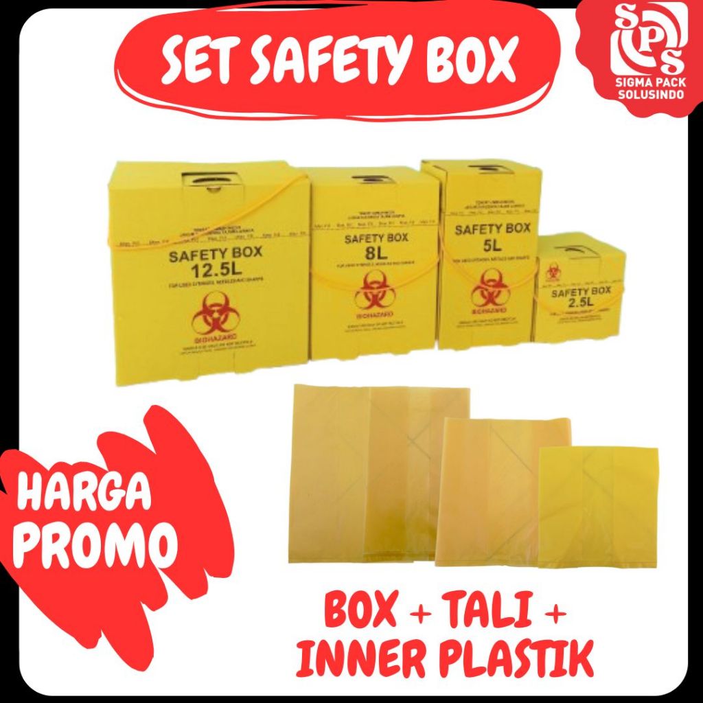 Jual Safety Box 2.5L, 5L, 8L, 12.5L Dus Tempat Sampah Medis Kardus Medical Limbah Medis Alkes ...