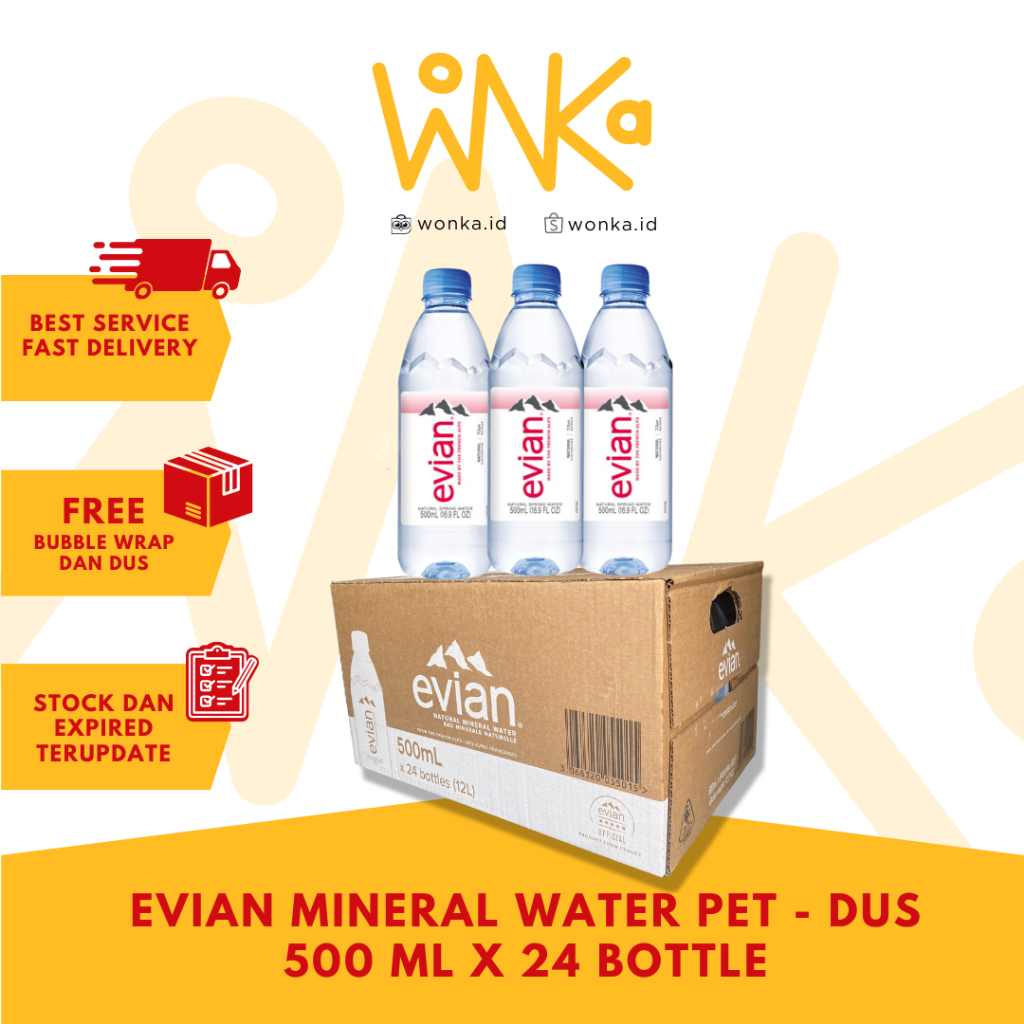 Jual Evian Natural Mineral Water Glass PET 500 ml - DUS | Shopee Indonesia