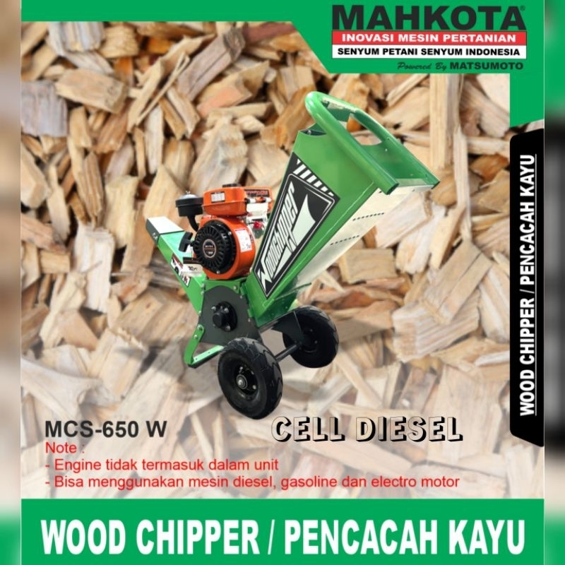 Jual Mesin Pencacah Kayu Wood Chipper MAHKOTA MCS 650 W + Bensin 8 HP ...