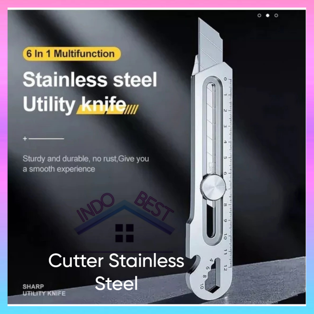 Jual IB Cutter Stainless Steel Anti Karat Dengan Pengukur Pembuka Botol ...
