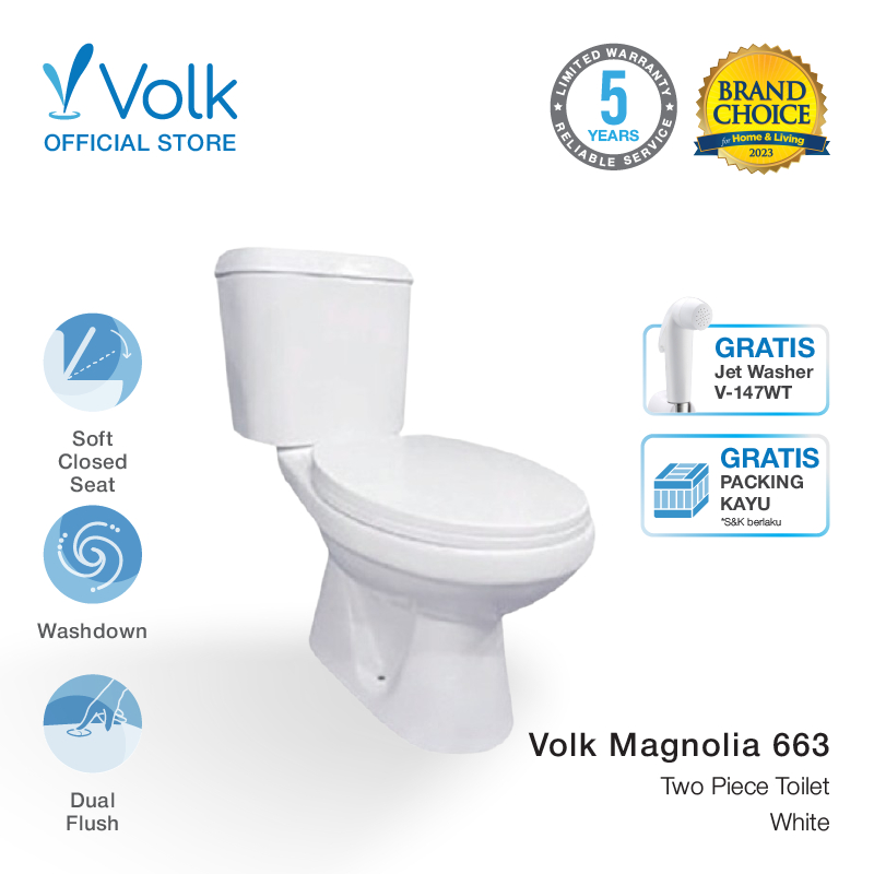 Jual VOLK 663 TWO PIECE TOILET WHITE AS 25CM + Packing Kayu | Shopee ...