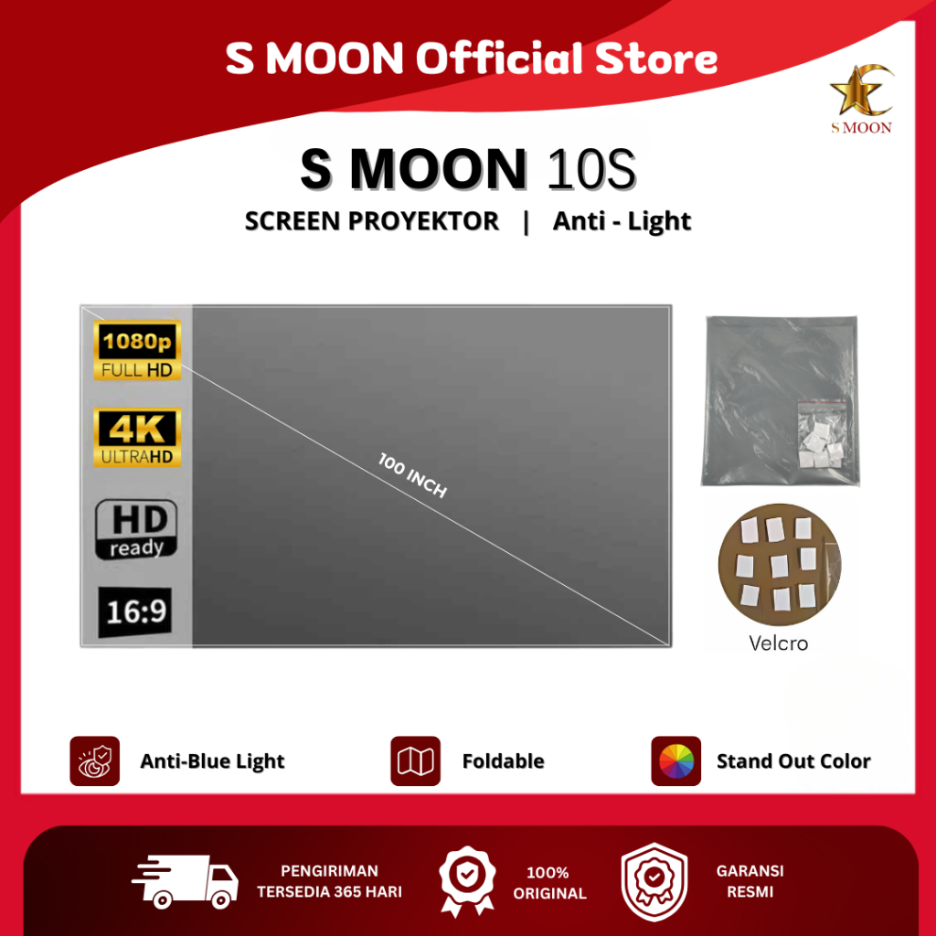 Jual SMOON 10S - SCREEN PROJECTOR - 4K ANTI LIGHT - 100 INCH | Shopee ...