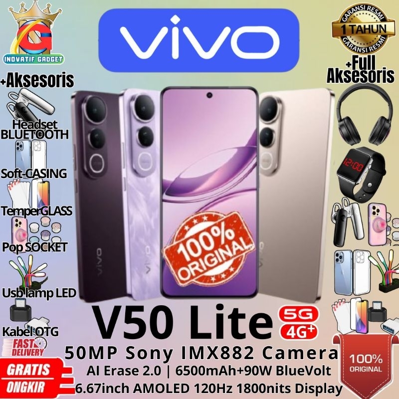 Jual VIVO V50 Lite 5G | V50lite 4G 12/512GB & 12/256GB & 8/128GB Ram upto 24GB 100% BARU ...