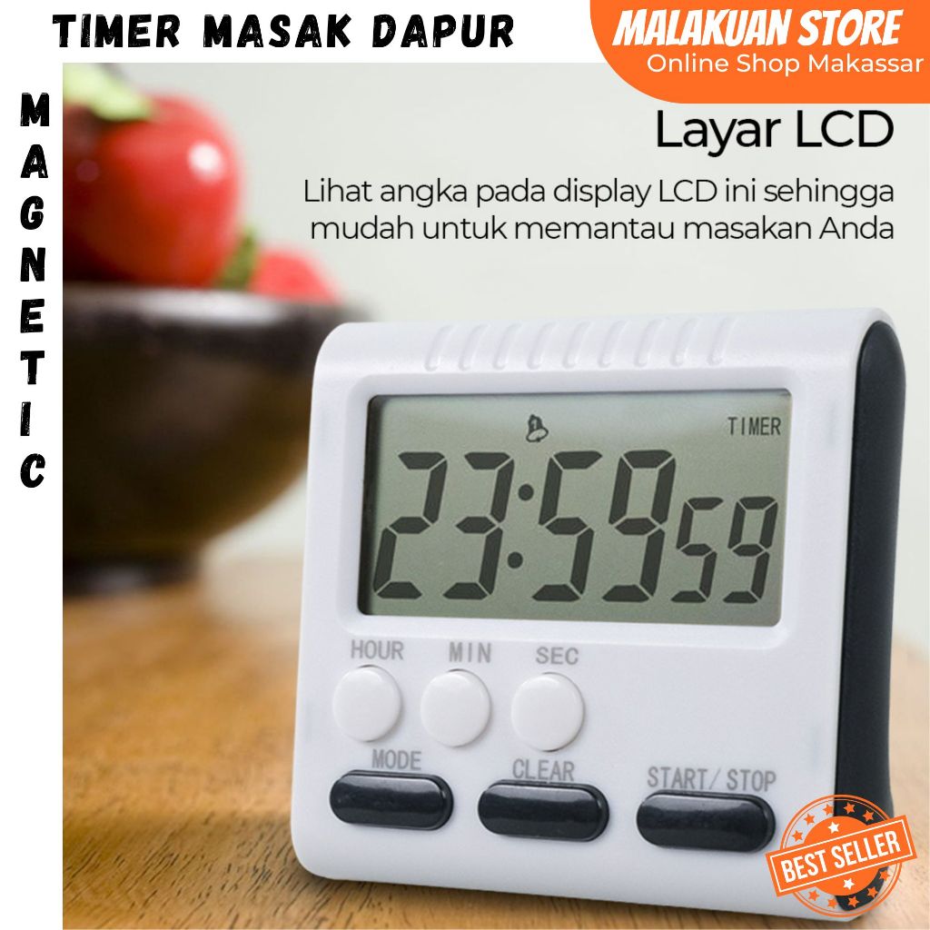 Jual Timer Masak Dapur Magnetic Stand Kitchen Countdown Clock QASIQ ...