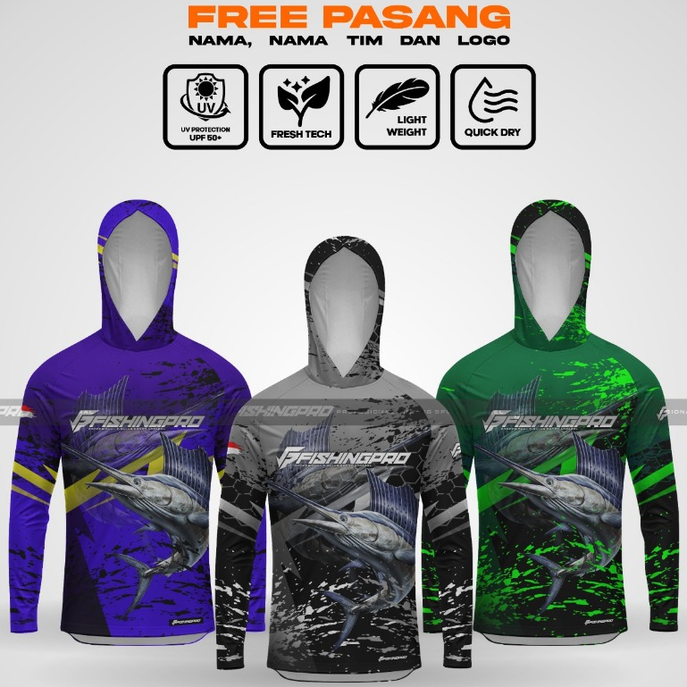 Jual Jersey Baju Mancing Fishingpro Marlin temporary Hoodie Anti UV ...