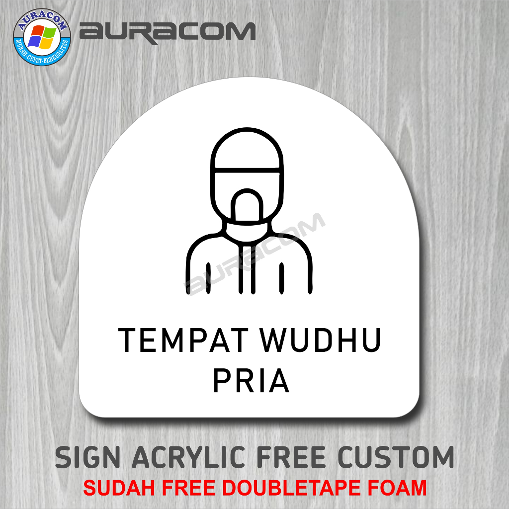 Jual Sign Board Akrilik Tempat Wudhu Pria Papan Acrylic Signage Tempel ...