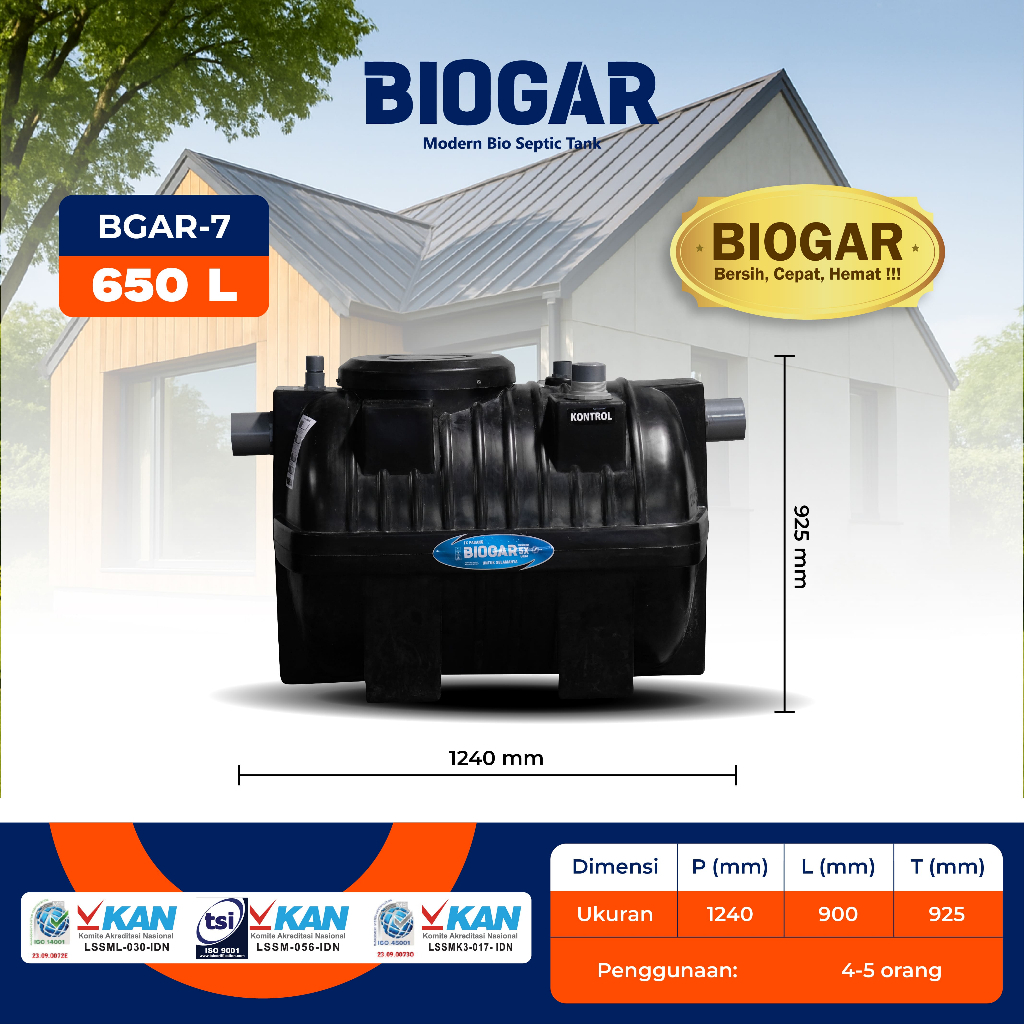 Jual BIOGAR Septic Tank 650 liter Tangki Septic Tank Sepiteng Bio Tank ...