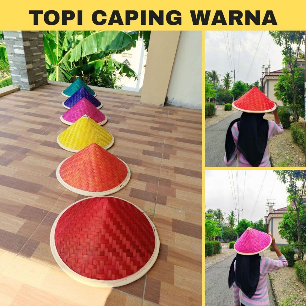 Jual Topi caping bambu anak warna / tudung caping bambu warna - warni ...