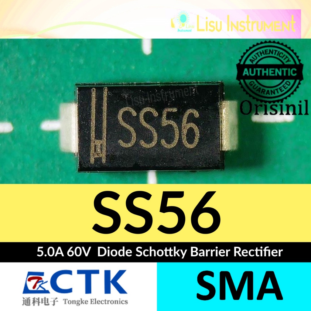 Jual SS56 5A 60V Schottky Barrier Rectifier SS56 SMA CTK Electronics | Shopee Indonesia