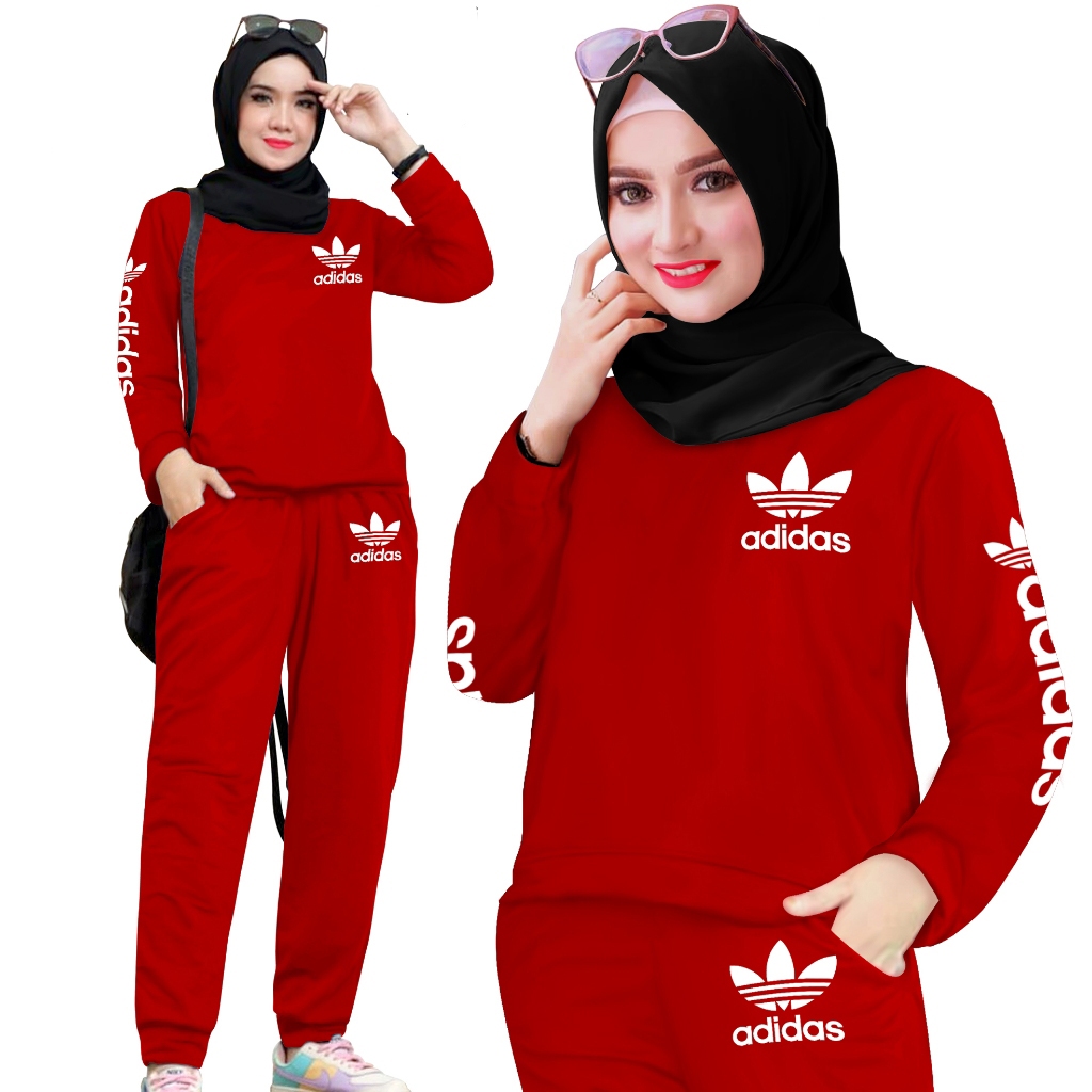Jual Setelan Olahraga Wanita Baju Training Dewasa Setelan Senam Bahan ...