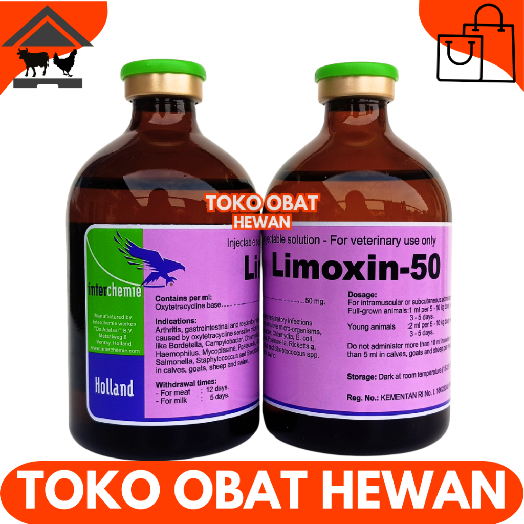 Jual LIMOXIN 50 isi 100 ml Antibiotik Hewan Spektrum Luas Hewan Sapi ...
