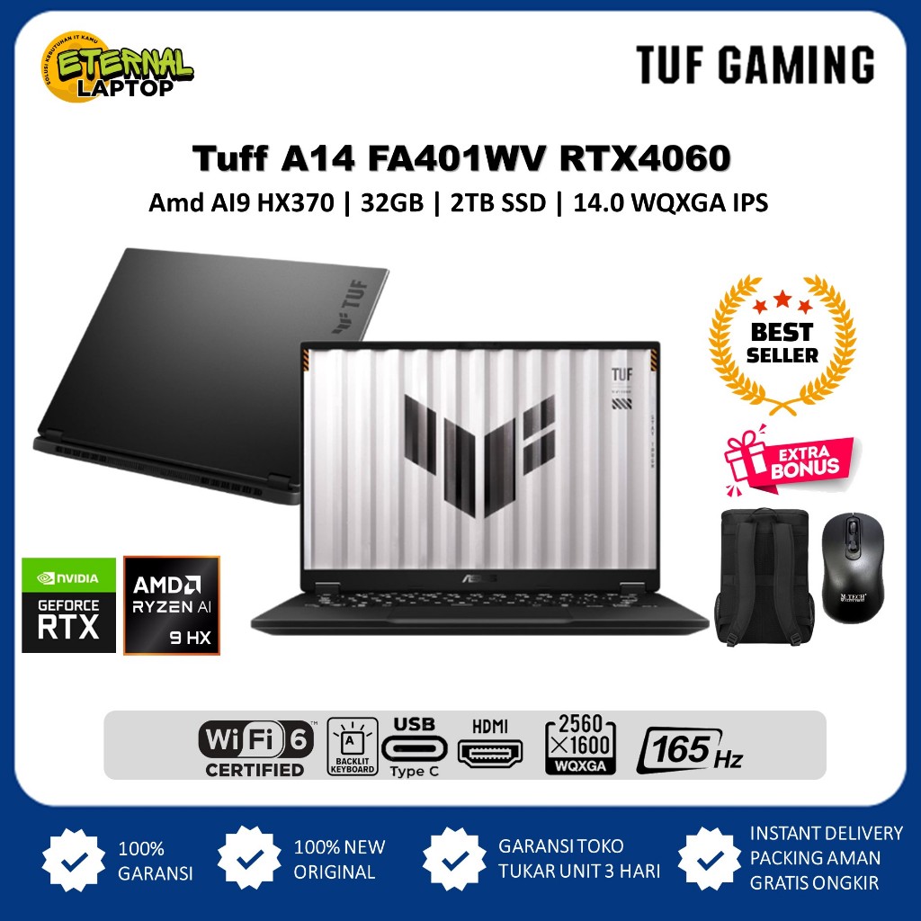 Jual Laptop Gaming Asus Tuf A14 FA401WV AMD RYZEN AI 9 HX370 RTX4060 ...