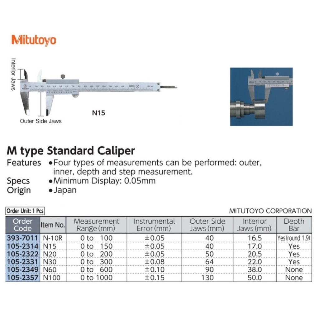 Jual M-type Standard Vernier Caliper (530-501) Range 0-600 mm MITUTOYO N60 | Shopee Indonesia