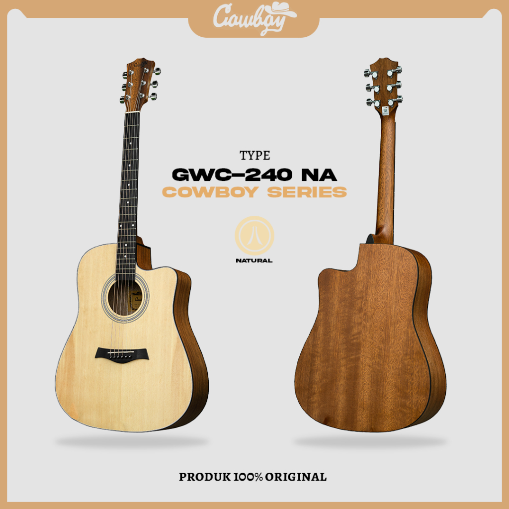 Jual COWBOY Gitar Akustik GWC-240 NA Natural Tanam Besi Top Spruce ...
