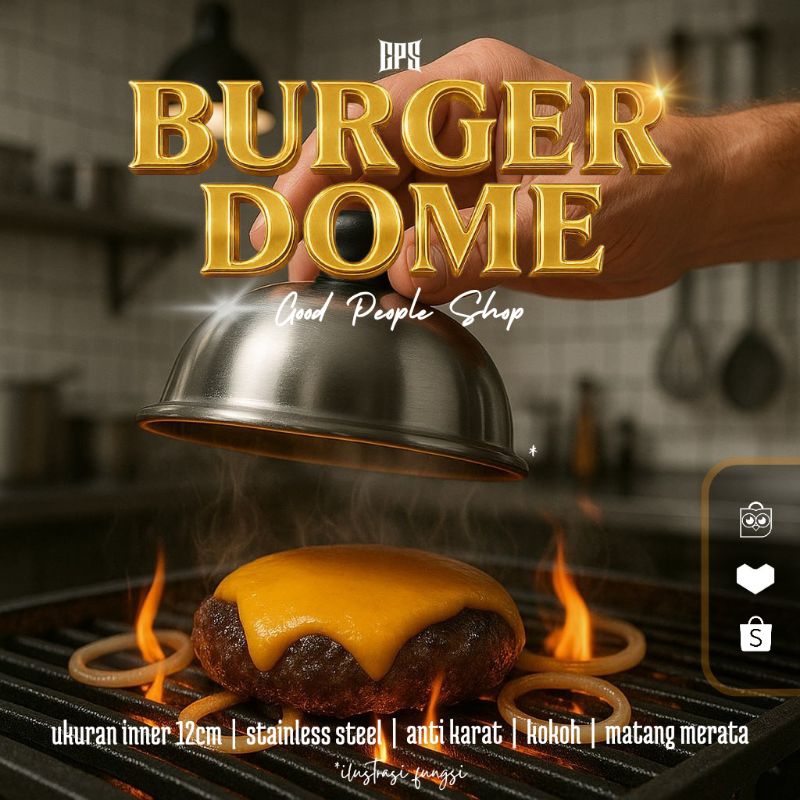 Jual Burger Dome Melting Dome Penutup Burger 14cm Stainless Kuat Murah ...