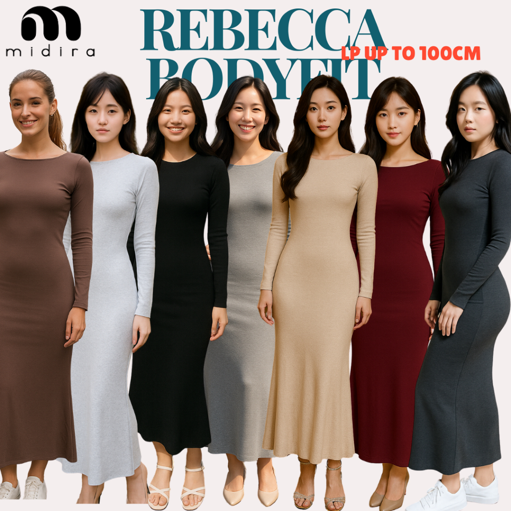 Jual Rebecca Bodyfit Longdress Bodycon Hijab Friendly Pas Body | Shopee ...