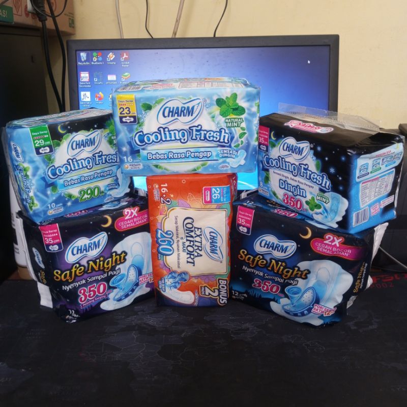 Jual CHARM Pembalut Cooling Fresh Safe Night Extra Comfort isi 8 11 12 ...