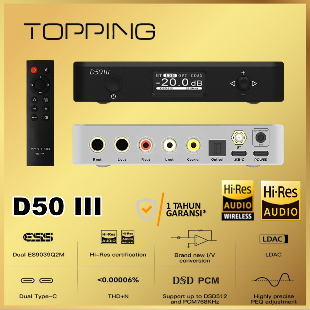 Jual Topping D50 III D50III Desktop HiFi DAC dual ES9039Q2M | Shopee ...