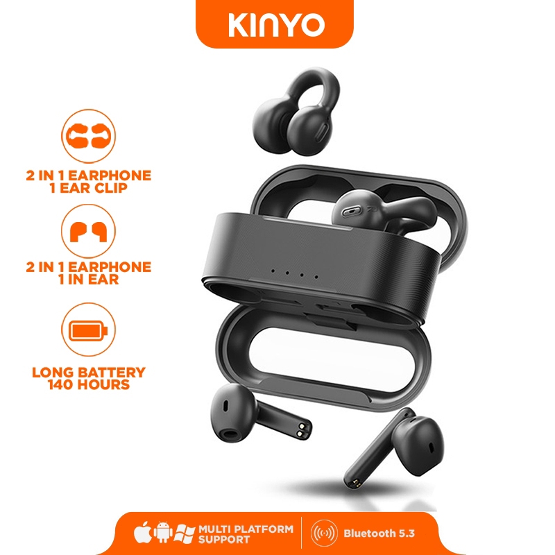 Jual KINYO i25 TWS 2 in 1 Wireless Bluetooth 5.3 Touch Control IPX4 ...