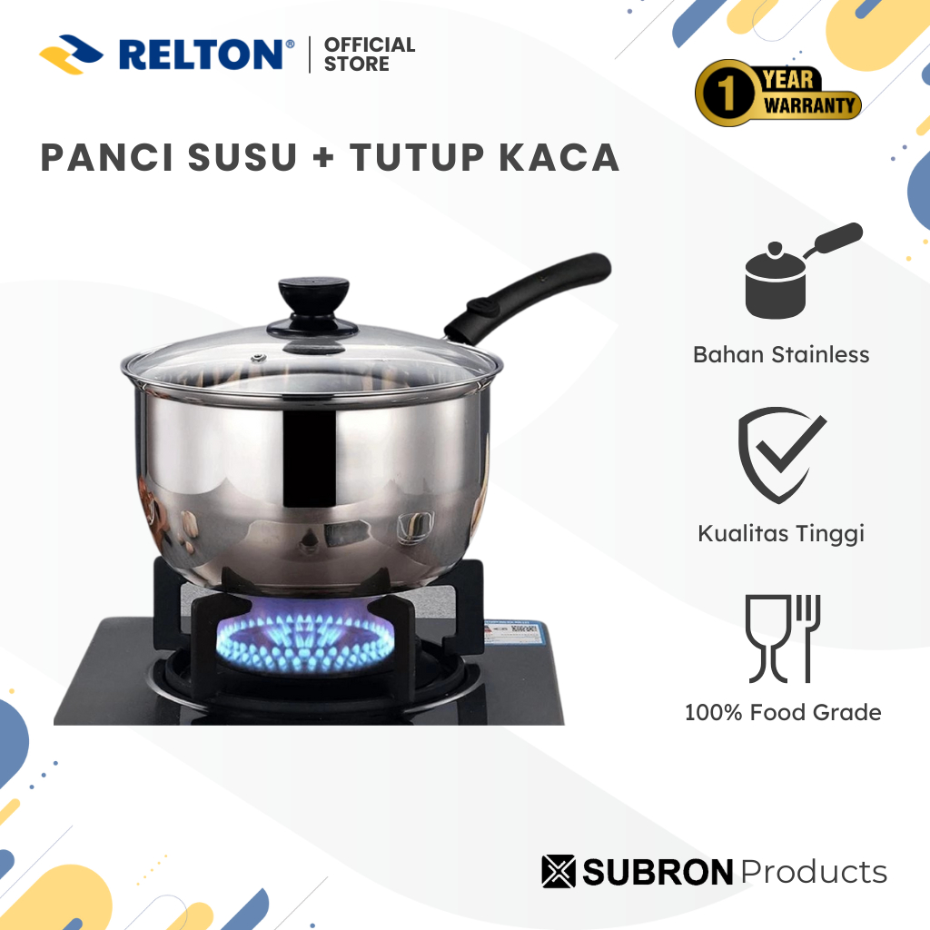 Jual SUBRON Panci Susu Milk Pot MPASI 18CM 20CM Tutup Kaca Stainless ...