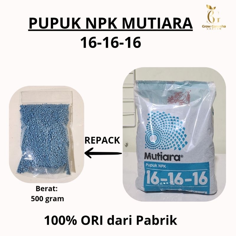 Jual PUPUK NPK MUTIARA REPACK || KEMASAN PLASTIK || BERAT 500 GRAM ...