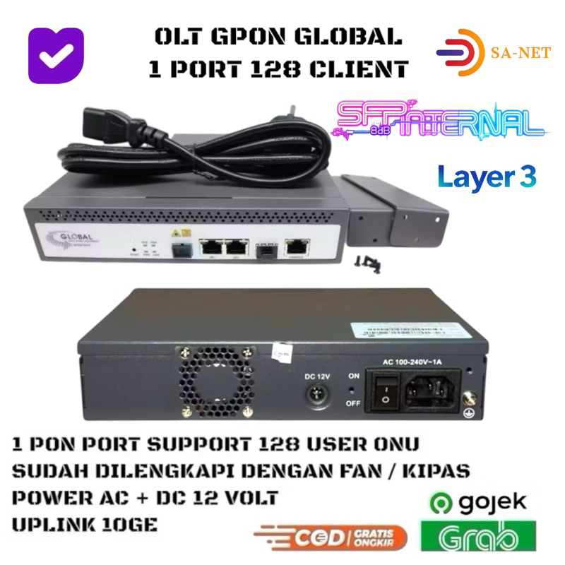 Jual OLT GPON 1 PORT 128 USER [ GLOBAL ] SFP INTERNAL 8DB, UPLINK 10GE, POWER AC / DC 12 VOLT ...