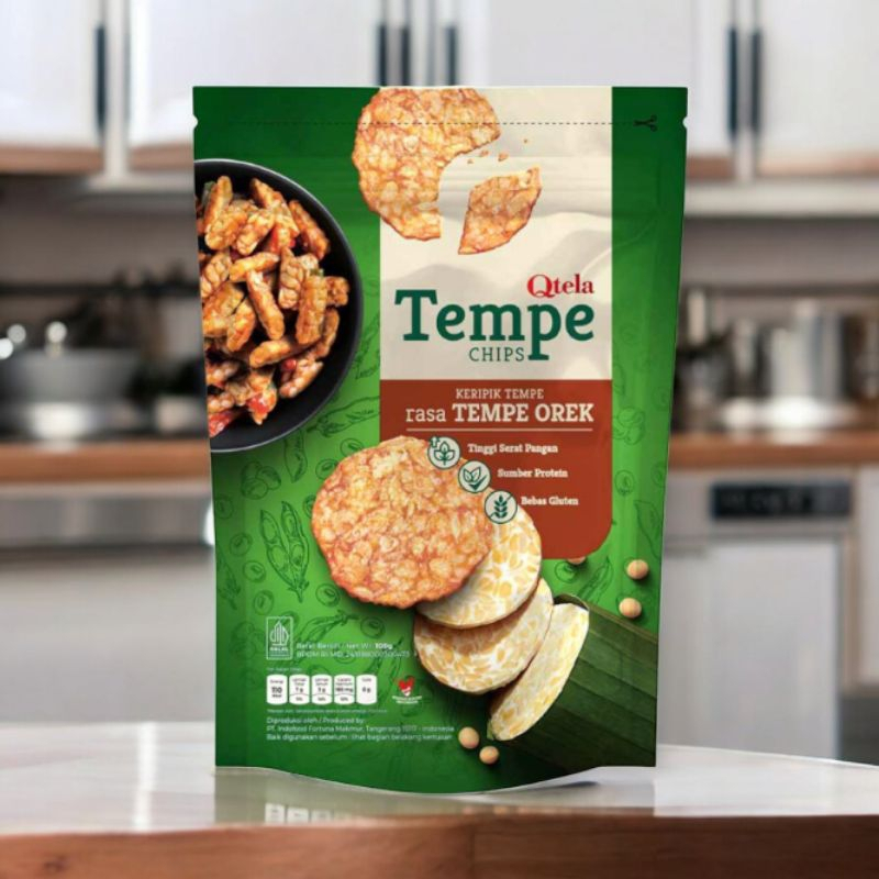 Jual Qtela Tempe Chips Keripik Tempe Rasa Tempe Orek 100gram | Shopee ...