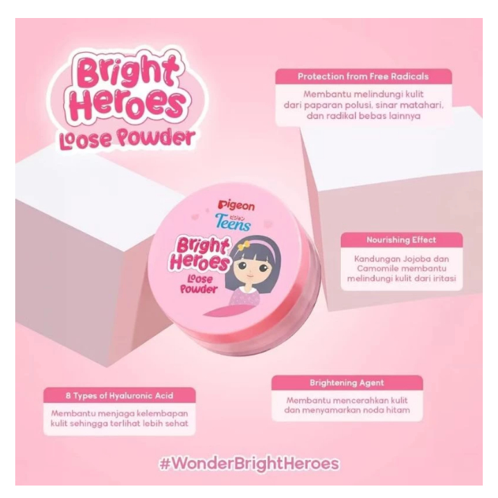 Jual Pigeon Teens Bright Heroes Loose Powder 12gr | Shopee Indonesia
