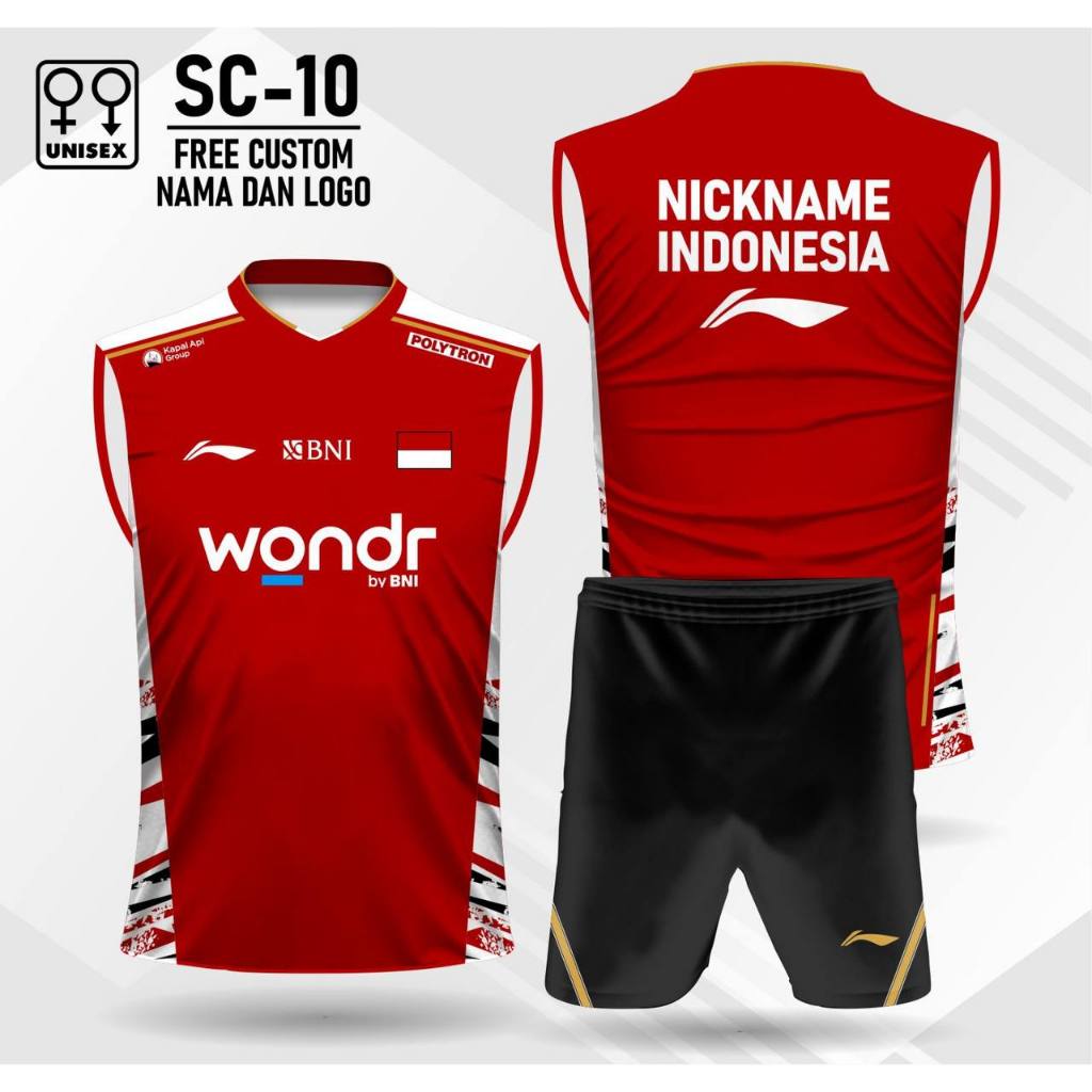 Jual jersey kaos singlet badminton setelan sudirman 2025 jersey bulu tangkis sudirman free ...