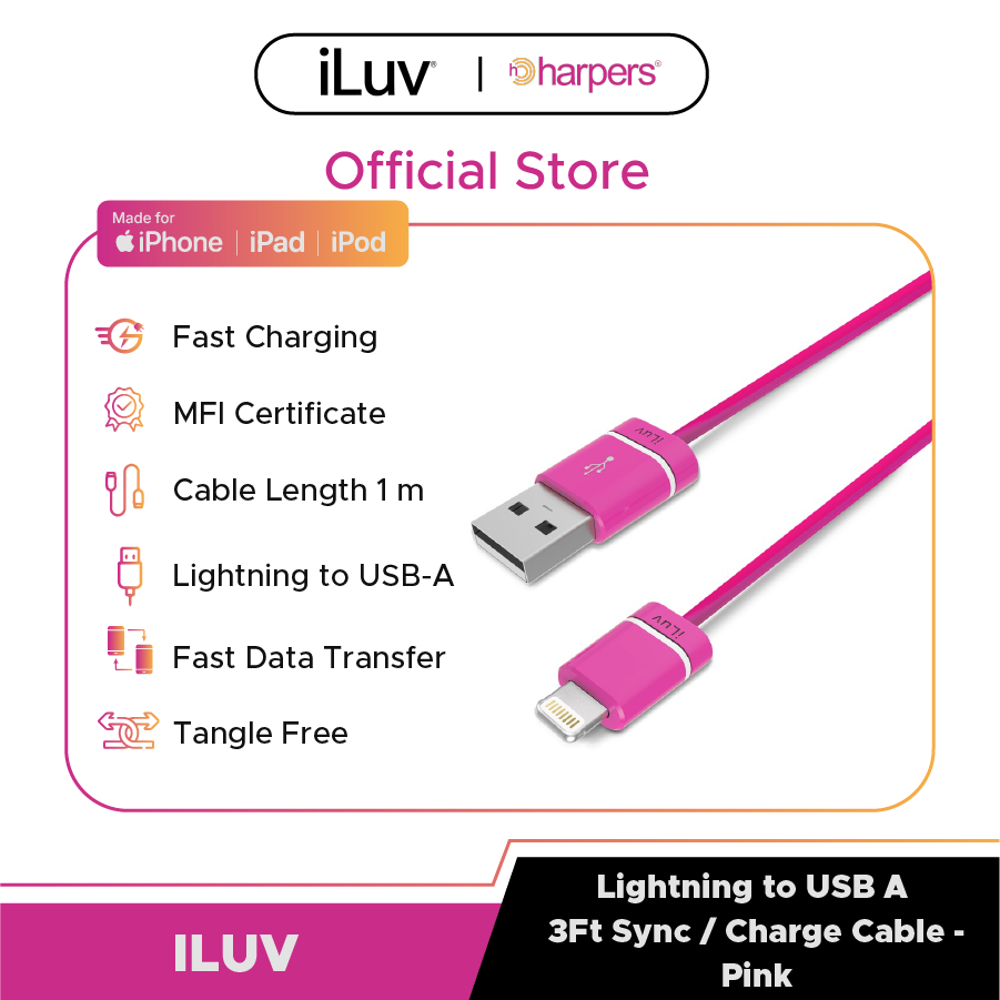 Jual ILUV Lightning to USB A 3Ft Sync / Charge Cable | Shopee Indonesia
