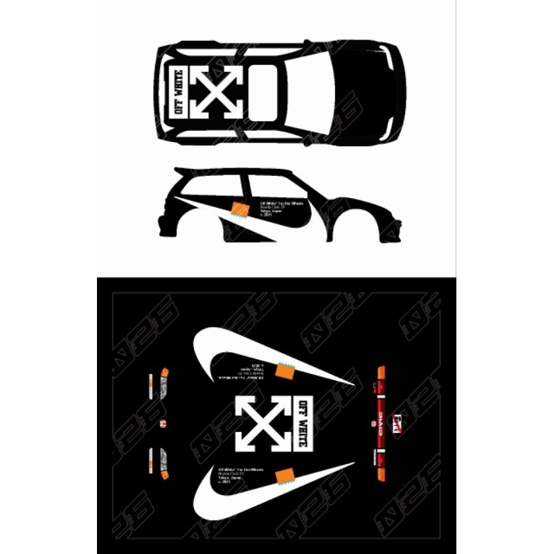 Jual [WHITE TONER] Decal Civic Ef Nike x Off White | Shopee Indonesia
