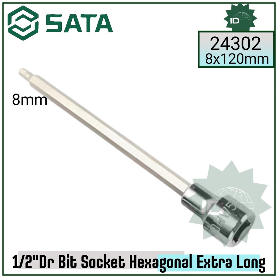 Jual Sok Hex Bit M8 1/2" Dr. Bit Socket, 120MM Length, Hexagon 8MM ...