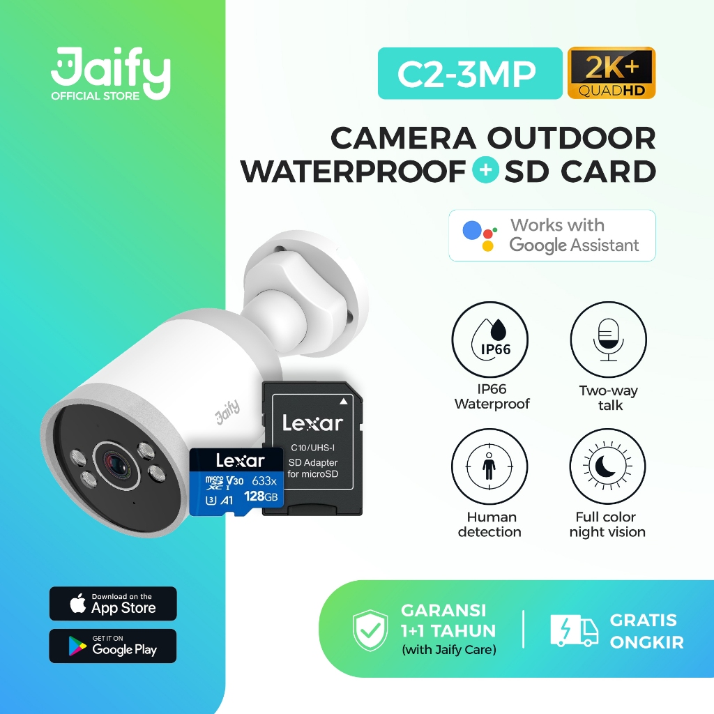 Jual JAIFY C2-3MP IP66 Smart Outdoor CCTV 2K+ Full color Night Vision ...