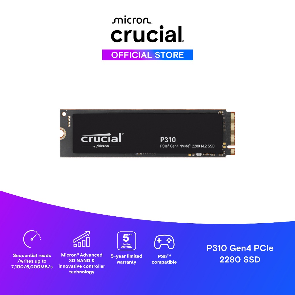 Jual Crucial SSD P310 500GB 1TB 2TB 4TB PCIe Gen4 NVMe 2280 M.2 SSD | Shopee Indonesia