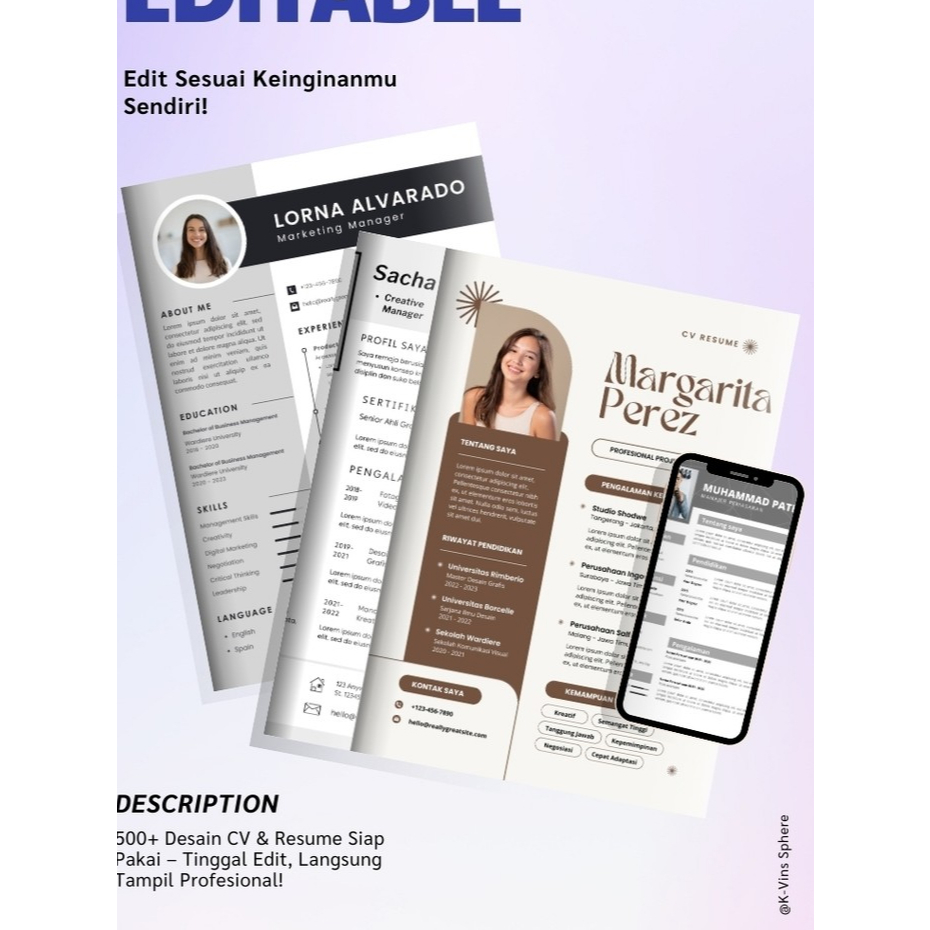 Jual 500+ Desain CV & Resume Siap Pakai – Format Lengkap (Word ...