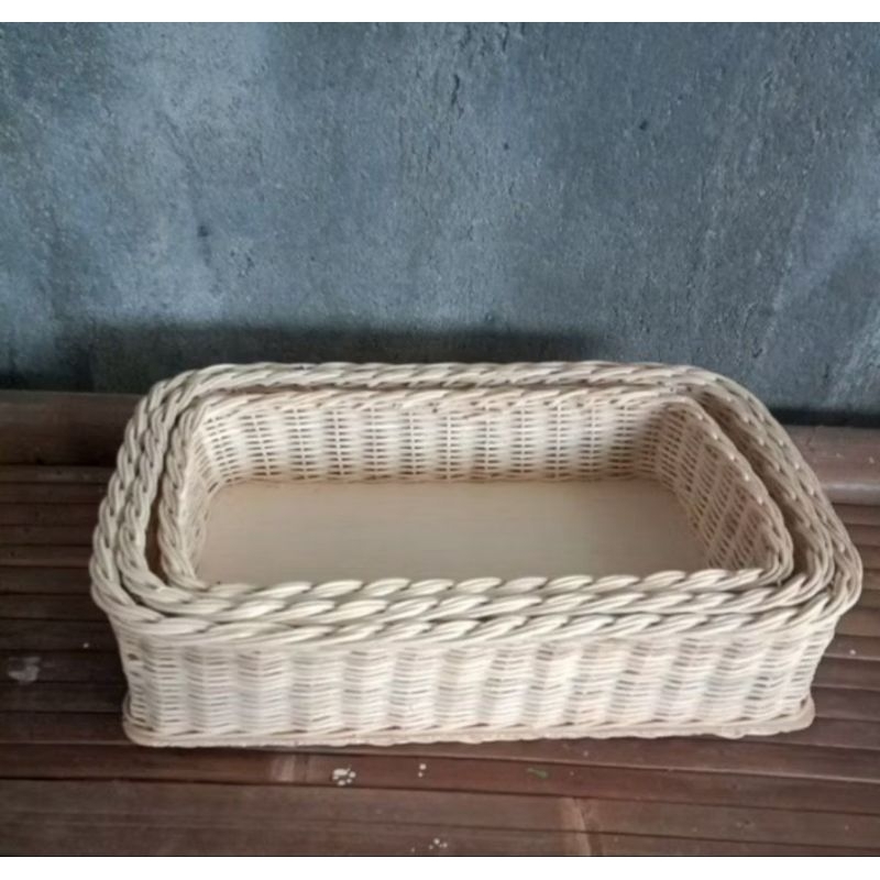 Jual OBRAL HARGA!!! Paket 3in1 Keranjang Parcel Rotan Anyaman Persegi ...