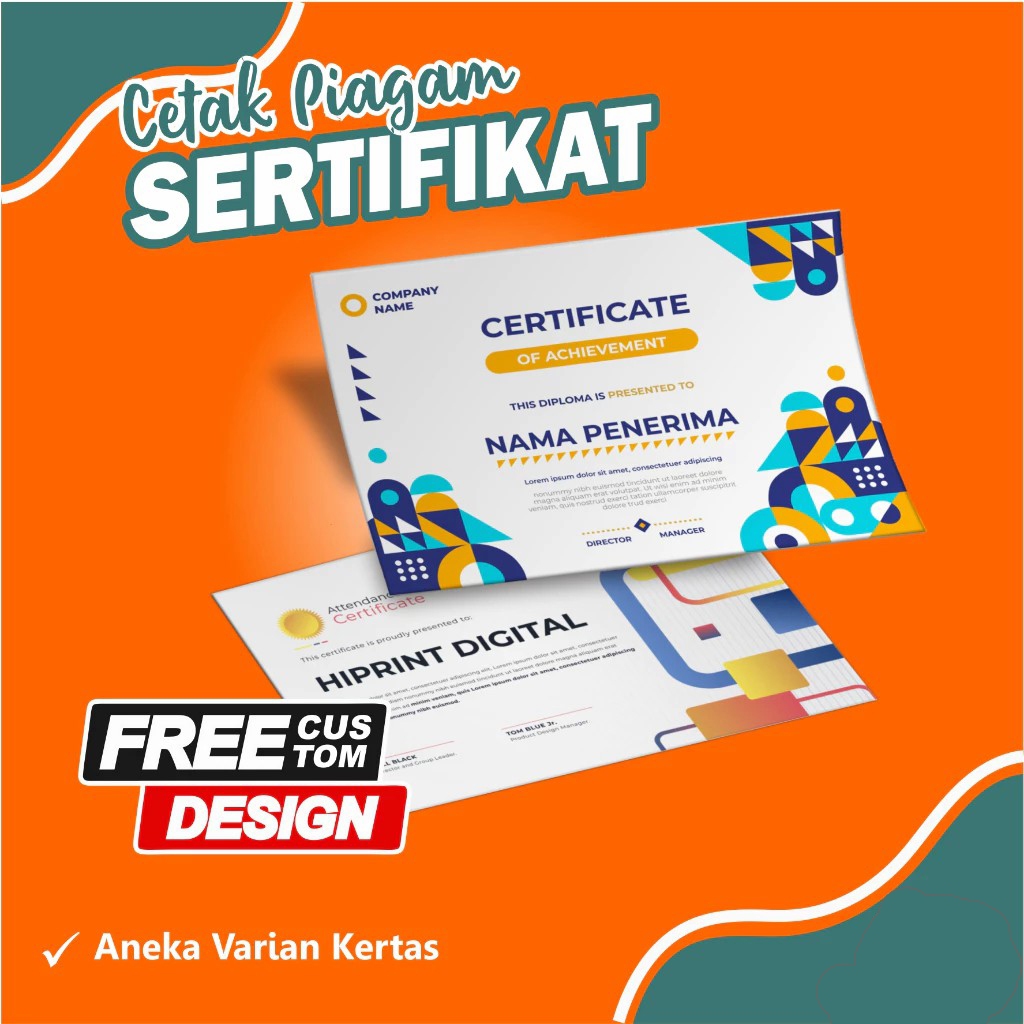 Jual Cetak Sertifikat Piagam Custom Ukuran A4 MURAH | Shopee Indonesia