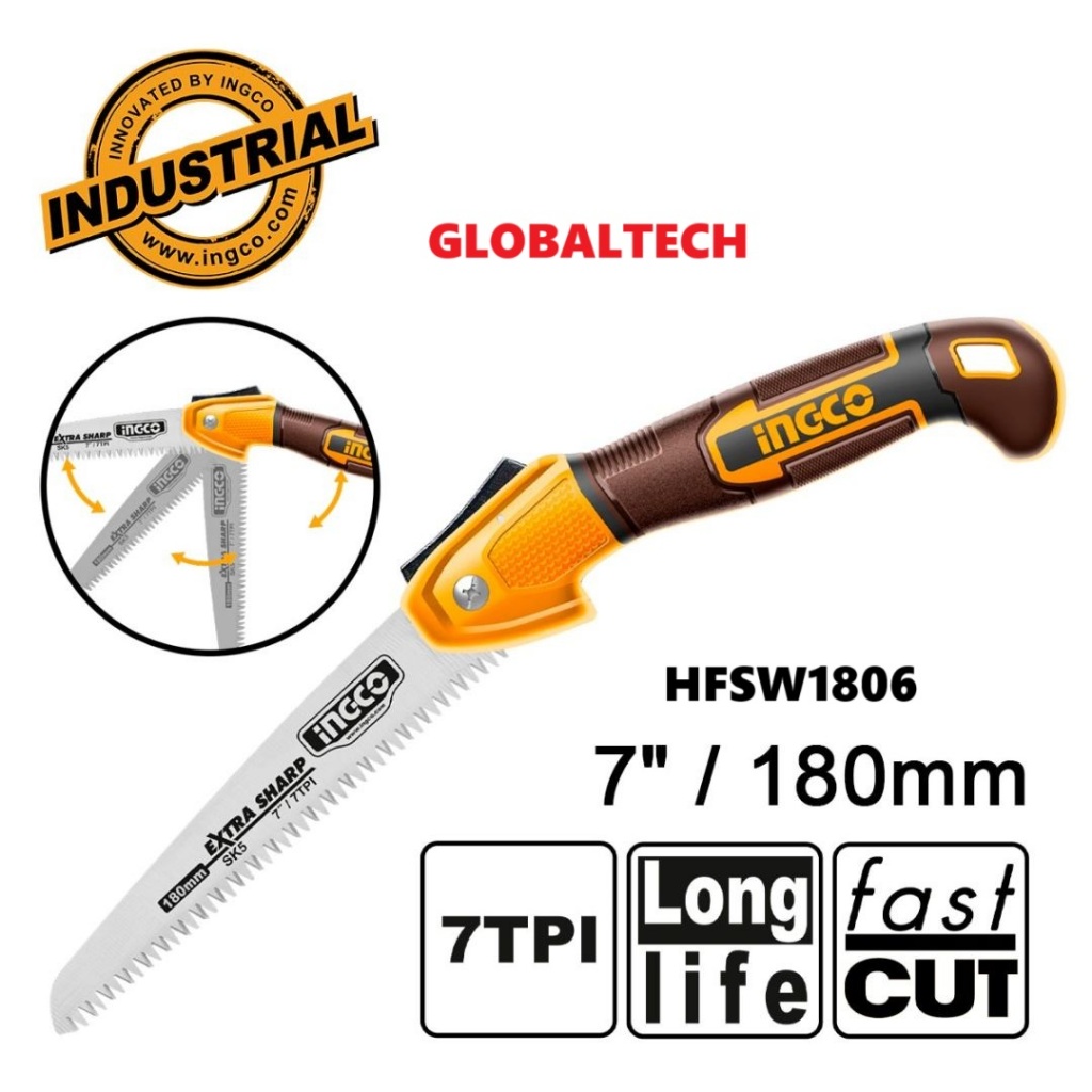 Jual INGCO HFSW1806 FOLDING SAW 7IN 180MM GERGAJI LIPAT UNTUK KAYU PIPA ...