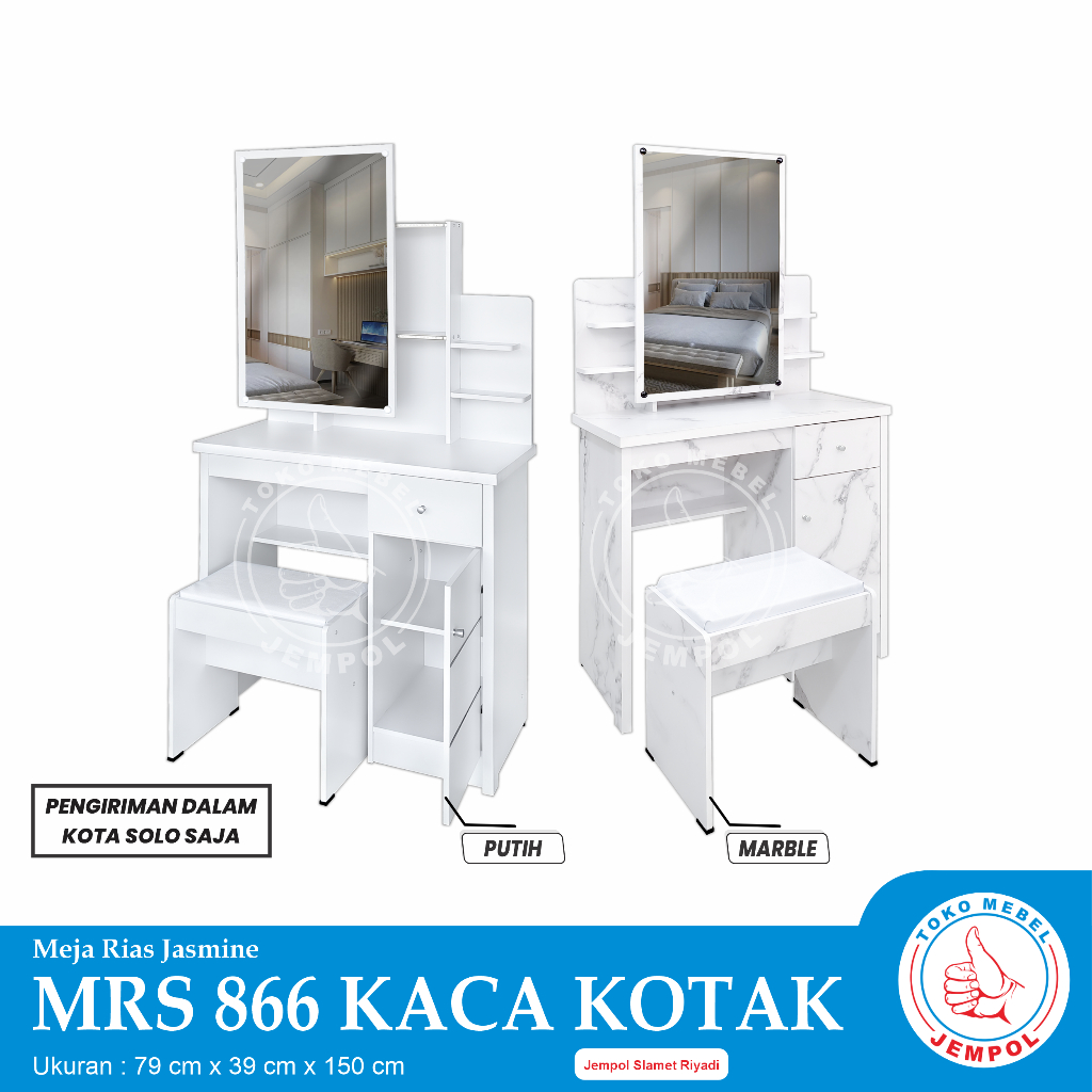 Jual Meja Rias Sliding MRS 866 Kaca Kotak / Meja Rias Kursi Minimalis | Shopee Indonesia